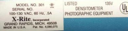 X-RITE 301 X射线设备 用于销售价格 #142300 > 从 CAE 购买