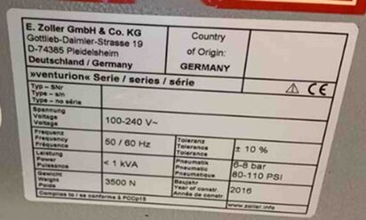 ZOLLER Venturion 450 공작 기계 판매 가격 #293626476, 2016에 사용됨 > CAE에서 구매